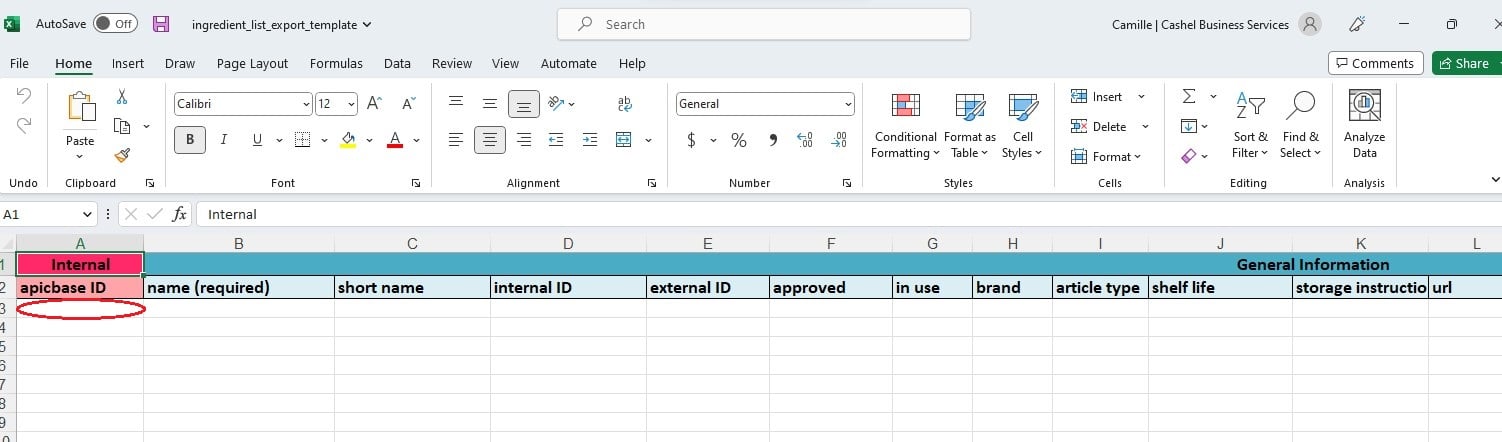 Import Ingredients through Excel