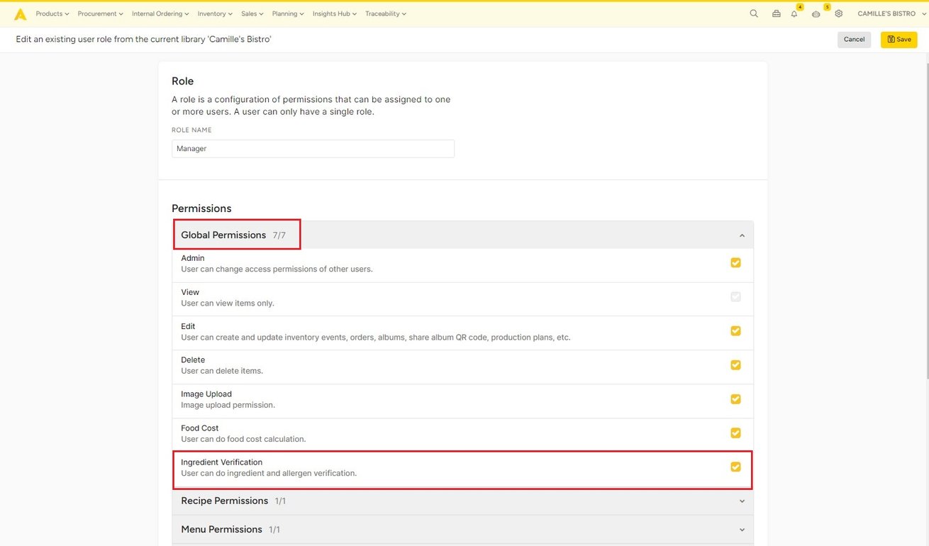 How to manage allergen verification permissions