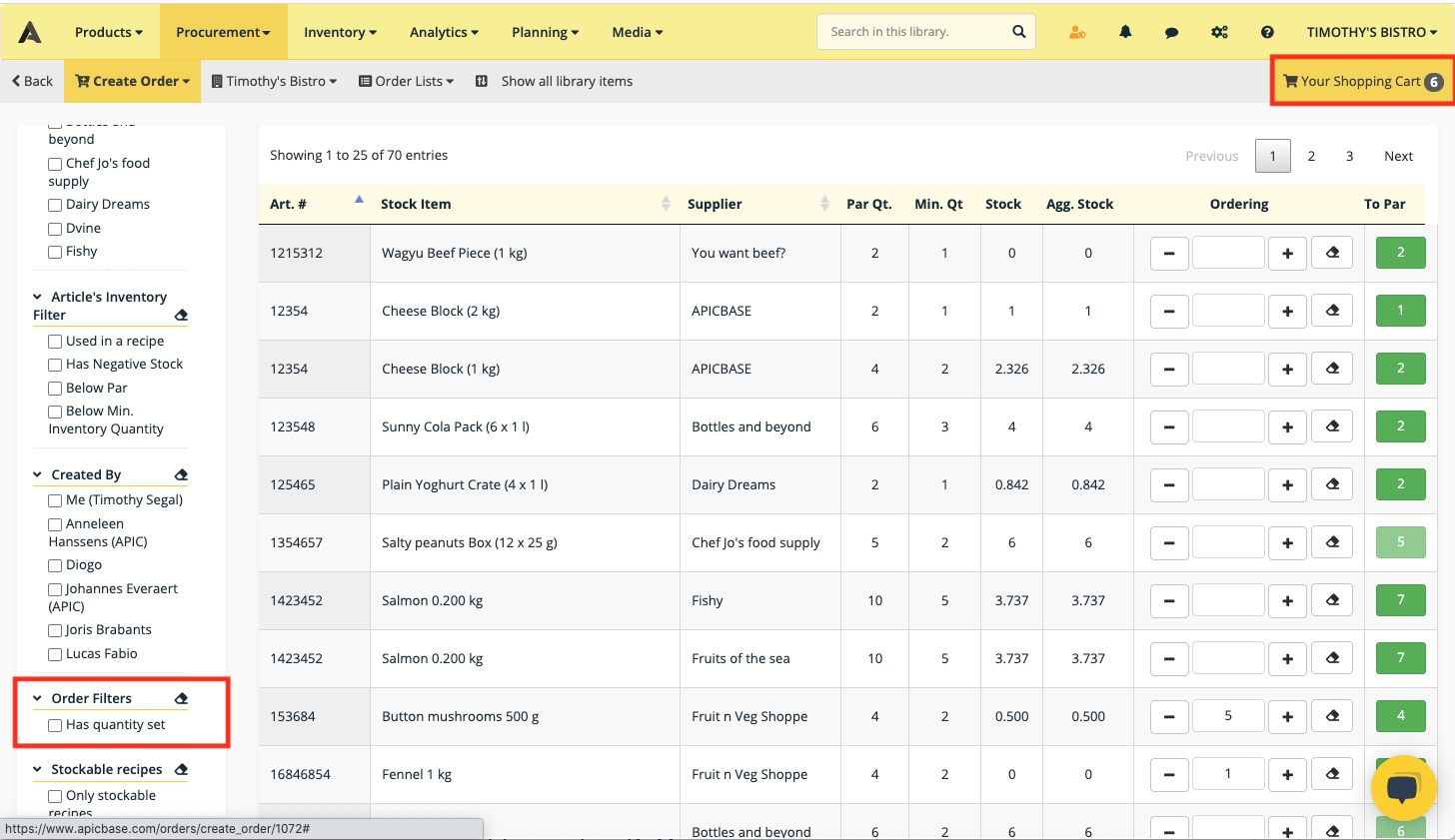 How do I generate a Bill Of Materials (BoM) for a recipe?