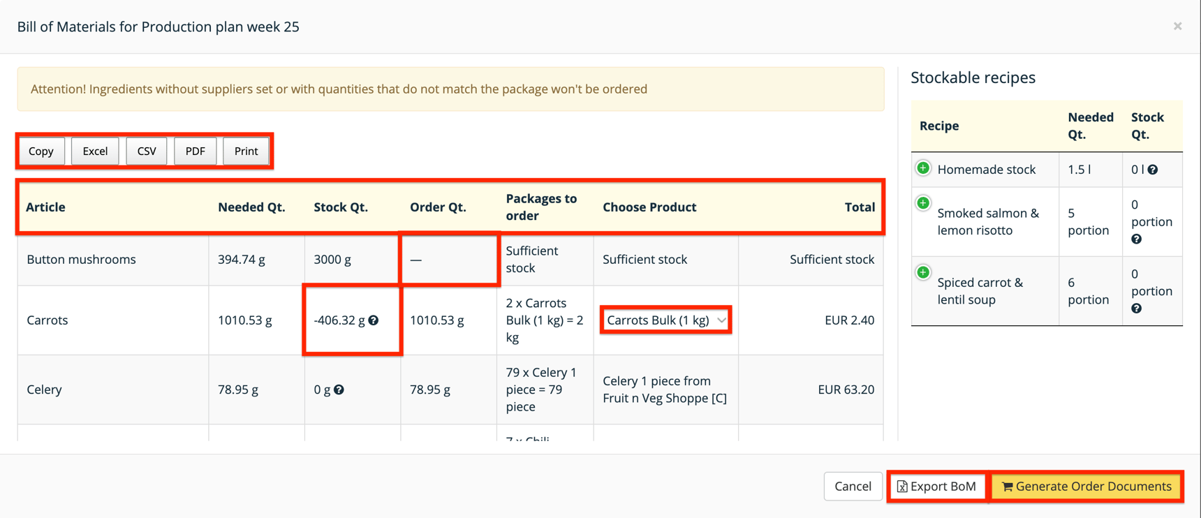 How to use a Bill of Materials (BoM) in the production module?