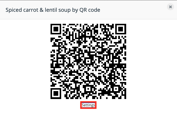 How can I share recipes using a QR code?