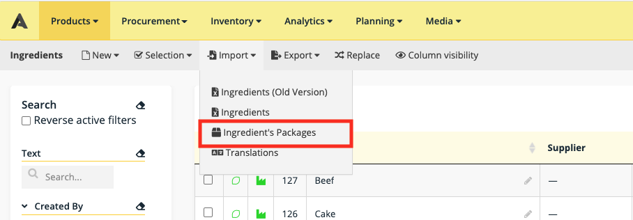 Importing packages and pricing using the package import file