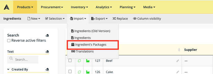 Importing packages and pricing using the package import file