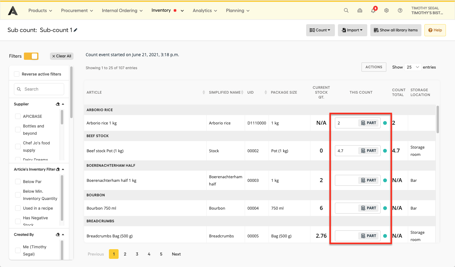 Counting your inventory